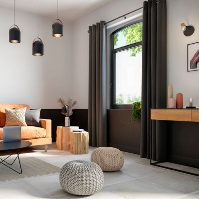 Suspension Hayott noir E27 15W IP20 Ø25 x H. 120 cm