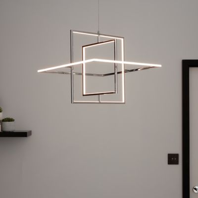 Suspension LED intégrée Kohmani 1700lm 30W IP20 GoodHome argent