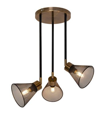 Suspension moderne Garvin 52cm 3 abats jours métal noir compatible LED