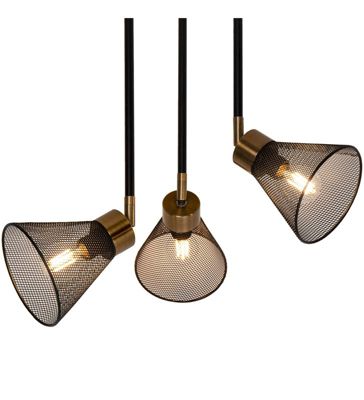 Suspension moderne Garvin 52cm 3 abats jours métal noir compatible LED