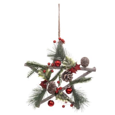 Suspension nature "etoile branchage" rouge 30 cm - feeric lights ...