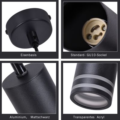 Suspension Nettlife GU10 cylindre lampe suspendue 1 lumière moderne en ...