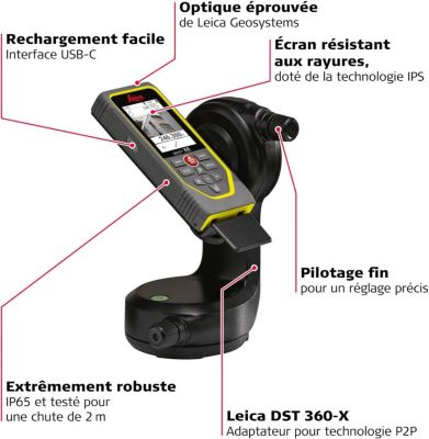 Télémètre laser DISTO X6 P2P PACK - mesure P2P, DXF, écran tactile 2,8"