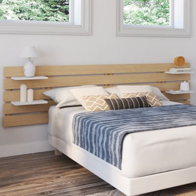 Tête de lit suspendue 5 larges lattes NINA 240 cm bois clair et ...