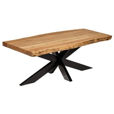 Table basse 140 x 70 cm en bois massif d'acacia et métal noir - OTTAWA ...