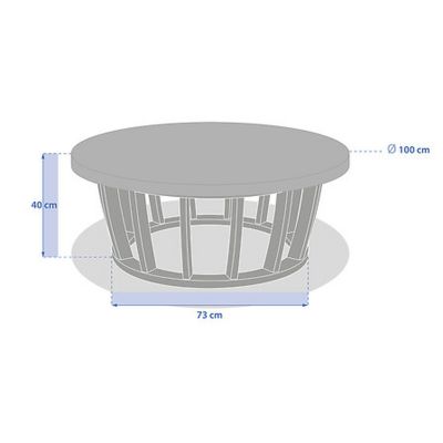 Table basse de jardin ronde en bois et béton Marron, H. 40 cm, LEMINDO