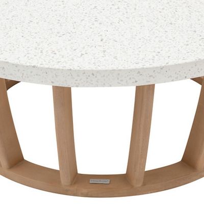 Table basse de jardin ronde en bois et béton Marron, H. 40 cm, LEMINDO