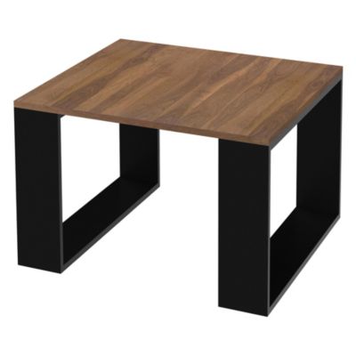 Table basse de salon moderne table d'appoint en MDF noyer et pieds noir ...