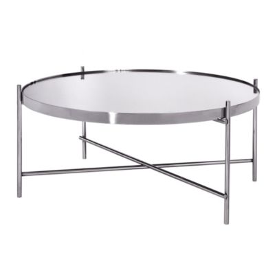 Table basse design en verre revêtement métallique chrome 75 cm WOMO ...