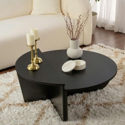 Table basse moderne noire effet bois - 2 hauteurs MARFA