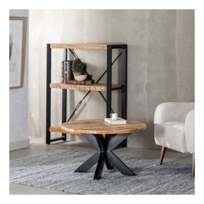 Table basse ronde Bois Brut/Noir - AMANDIA