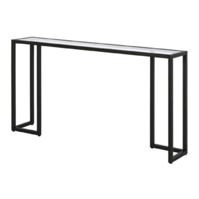 Table console Ouby acier verre trempé 120 x 25 x 73 cm noir transparent ...