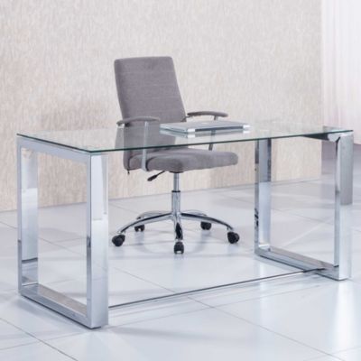 Table de bureau coloris chromé - Longueur 140 x largeur 70 cm