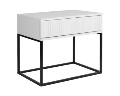 Table de chevet MARVEA blanc 60 cm table de nuit avec un tiroir et ...