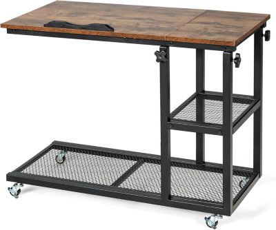 Table de Chevet réglable en Forme de C Table de canapé avec Plateau ...