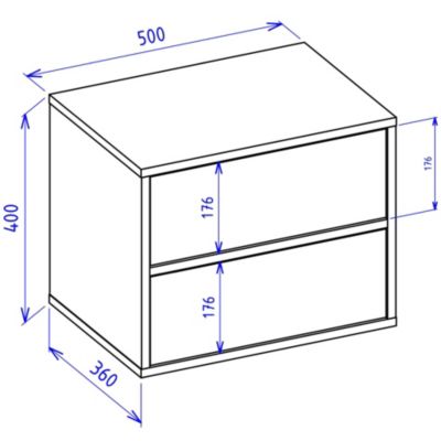 Table de chevet suspendue avec 2 tiroirs noir 50 cm FRAMME