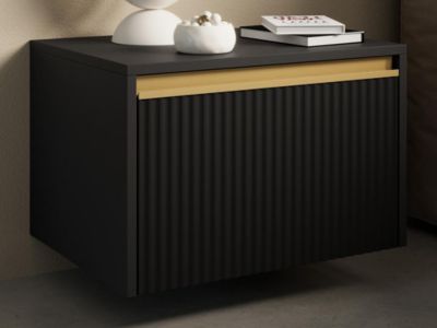 Table de chevet suspendue ou à poser avec 1 tiroir - MDF - Noir et doré ...