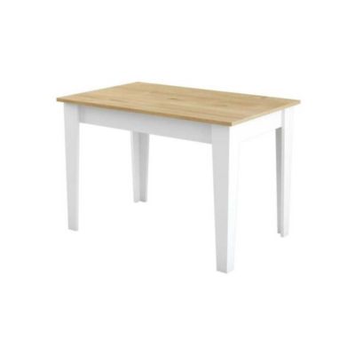 Table de cuisine KIEVA Mélamine Blanc/Chêne 110 x 72 x 75 cm rangement