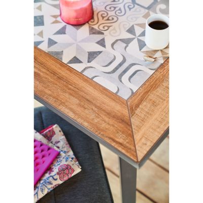 Table de jardin fixe en acier 8 places Gris, L. 213 x l. 92 x H. 74 cm ...