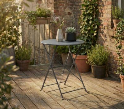 Table de jardin pliante en acier coloris anthracite 2 places capri ...