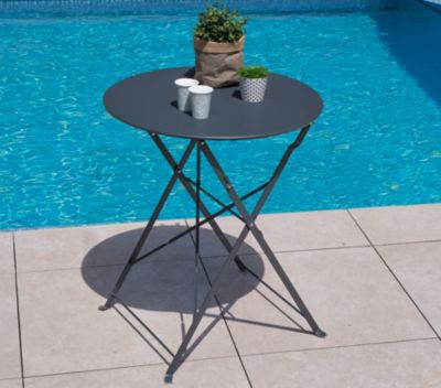 Table de jardin pliante en acier coloris anthracite 2 places capri ...