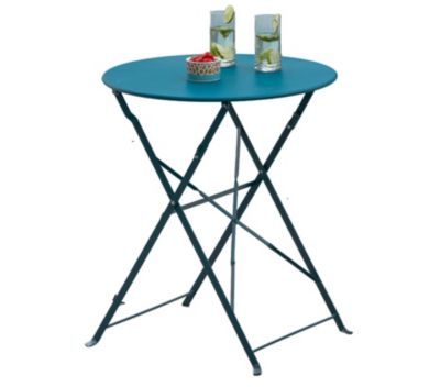Table de jardin pliante en acier coloris bleu canard 2 places capri ...