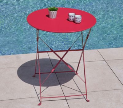 Table de jardin pliante en acier coloris bordeaux 2 places capri - Ozalide