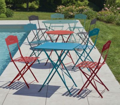 Table de jardin pliante en acier coloris bordeaux 2 places capri - Ozalide