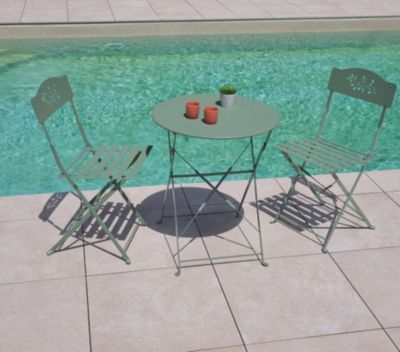 Table de jardin pliante en acier coloris vert amande 2 places capri ...