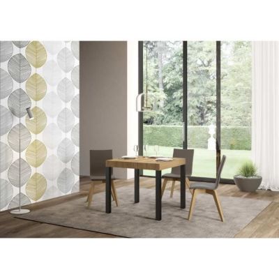 Table extensible 90x90/246 cm Everyday Chêne Nature Structure Anthracite