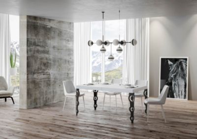 Table extensible Karamay 140/400x90 cm frêne blanc pieds anthracite