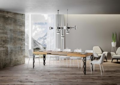 Table extensible Karamay 200/304x90 cm chêne naturel avec pieds anthracite