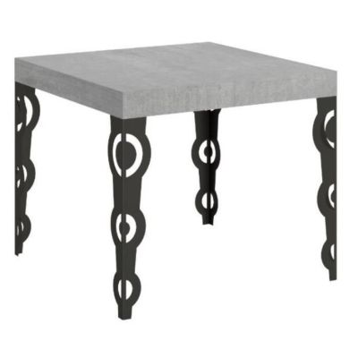 Table extensible Karamay 90/246x90 cm pieds béton anthracite