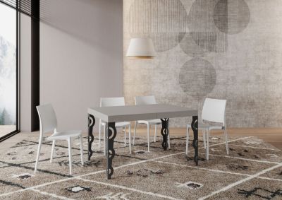 Table extensible Karamay en cachemire 140/224 x 80 cm avec pieds anthracite