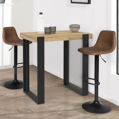 Table haute de bar PHOENIX bois et noir 113 cm | Castorama