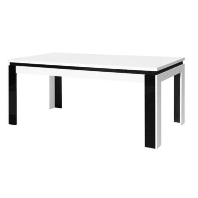 Table LINA 180 cm coloris blanc et noir brillant 180 x 78 x 90 cm