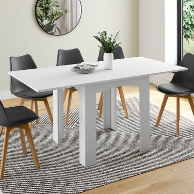 Table à manger extensible rectangle DONA 4-8 personnes blanche 80-160 cm