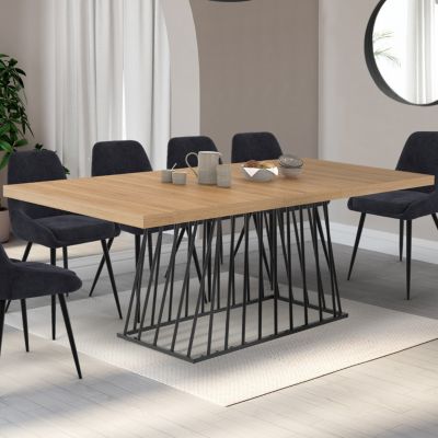 Table à manger extensible rectangle YUNA 6-10 personnes plateau bois et ...