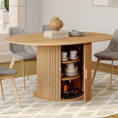 Table à manger extensible ronde JULIETTE 4-8 personnes pied lattes avec ...