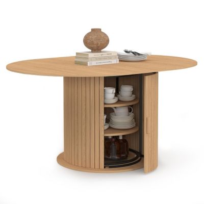 Table à manger extensible ronde JULIETTE 4-8 personnes pied lattes avec ...