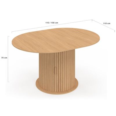 Table à manger extensible ronde JULIETTE 4-8 personnes pied lattes avec ...