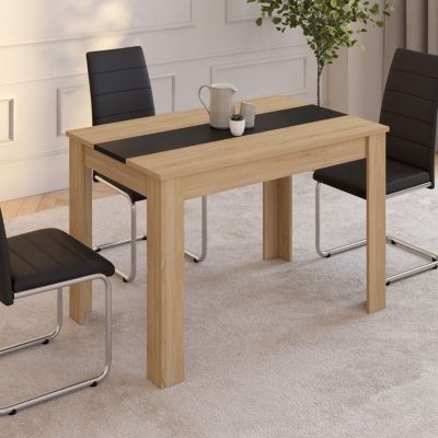 Table à manger rectangle ROZY 6 personnes façon hêtre et noire 110 cm ...
