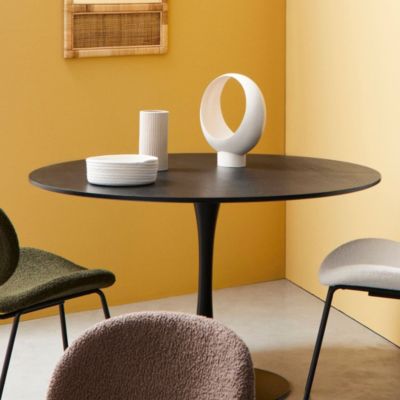 Table à manger ronde tulipe en métal noir L120 4 places