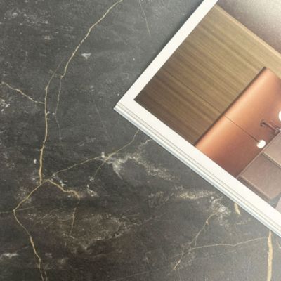 Table ronde 70cm Rome bistrot marbre feu - Restootab