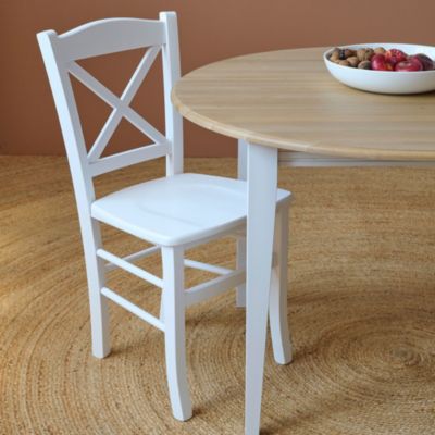 Table ronde bois D115 cm avec 1 allonge et Pieds fuseau