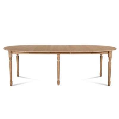 Table ronde en bois 6 pieds tournés D105 + 3 rallonges bois