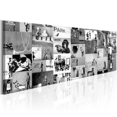 Tableau Banksy Graffiti Collage II 120x40 cm