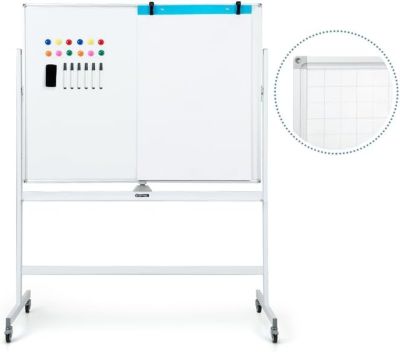 Tableau Blanc Magnetique 120x80CM Rotatif a Hauteur Reglable sur 2 ...