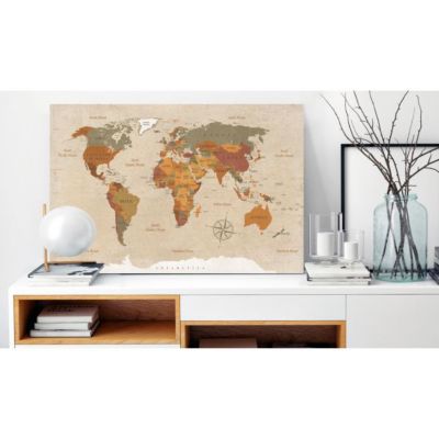 Tableau Cartes du monde World Map: Beige Chic 60x40 cm