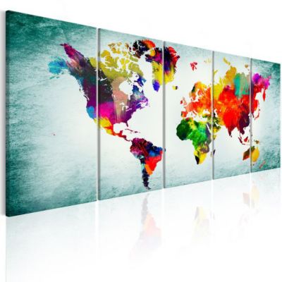 Tableau Cartes du monde World Map: Green Vignette 200x80 cm